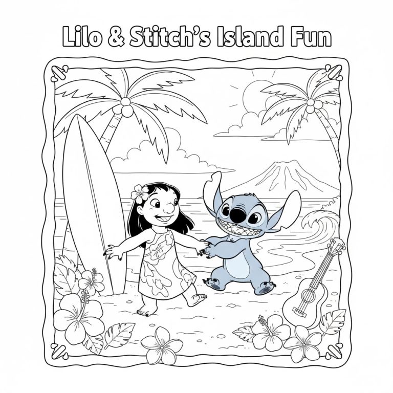 Lilo in Stitch Pobarvanke Brezplačne za Tiskanje in Barvanje